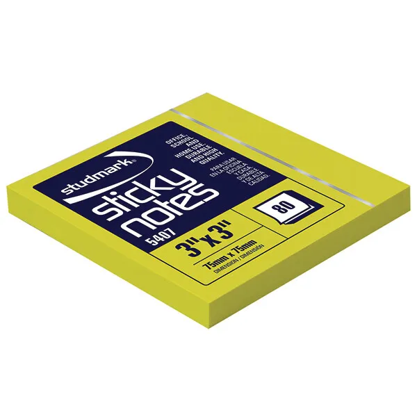 STICKY NOTES, NEON, 3"x3", YELLOW (80 SHEETS) - Office Supplies Inc.