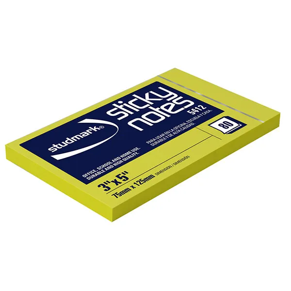 STICKY NOTES, NEON, 3"x5", YELLOW (80 SHEETS) - Office Supplies Inc.